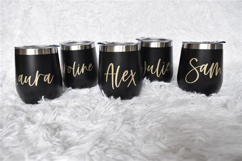Personalized Stemless Wine Tumbler W Straw And Brush Custom Etsy