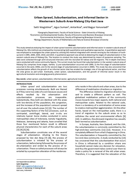 2017 Urban Sprawl Suburbanization And Informal Sector In Westernern