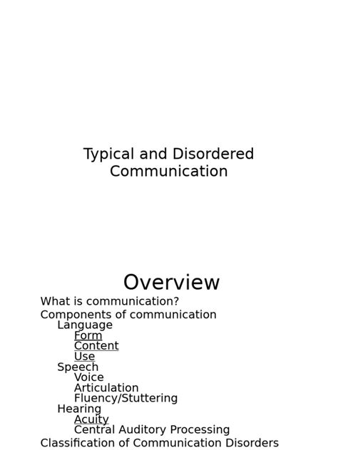 Typical And Disordered Communication Pdf Speech Word