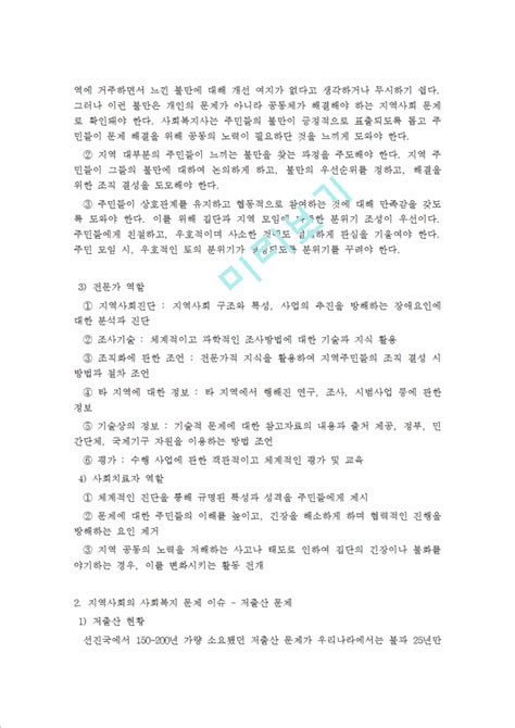 지역사회복지실천에서 사회복지사의 역할을 제시하고 본인이 살고 있는 지역의 사회복지문제 이슈를 한 가지 택하여 현황과 문제점을 기술하고 사회복지사의 입장에서 해결방안에 대해