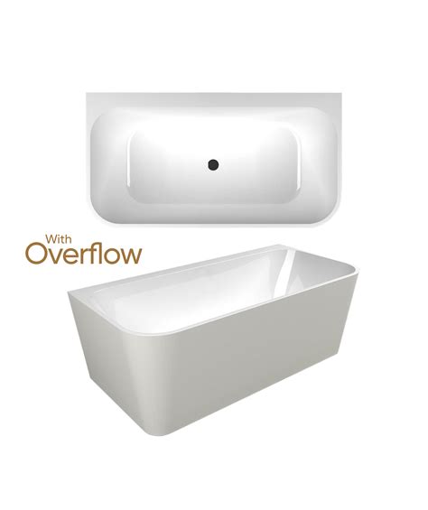 Plati 130 Back To Wall Freestanding Bath With Overflow And Pop Out