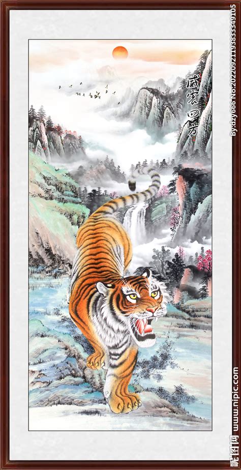 国画老虎 猛虎下山设计图 PSD分层素材 PSD分层素材 设计图库 昵图网