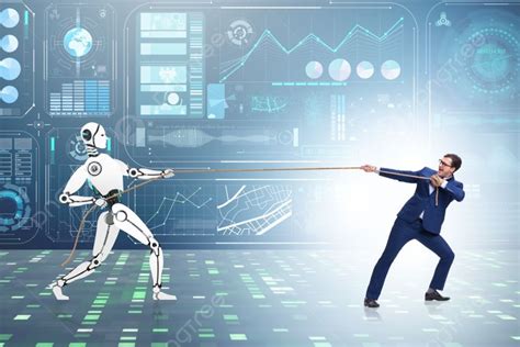 줄다리기 개념에서 인간과 로봇 간의 경쟁 사진 배경 및 무료 다운로드를위한 그림 Pngtree