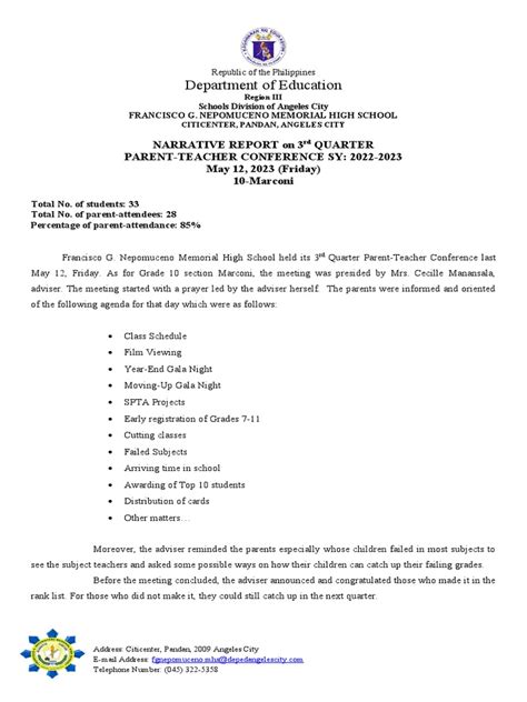 3rd Ptc Narrative Report Pdf Social Institutions