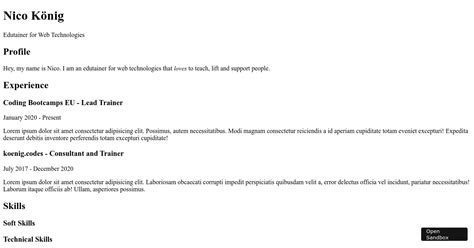 Coding Bootcamps Eu Lexample Cv Codesandbox