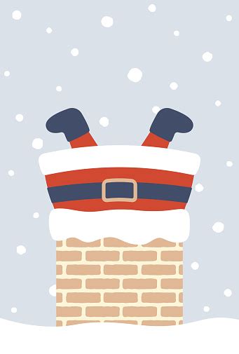 산타 클로스가 배너 카드 전단지 소셜 미디어 배경 화면 등을 위해 굴뚝에 갇혀있는 크리스마스 벡터 배경 0명에 대한 스톡 벡터 아트 및 기타 이미지 Istock