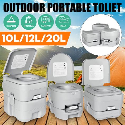 L L L Portable Toilet Porta Potty Seat With Piston Pump Flush For Travel Camping
