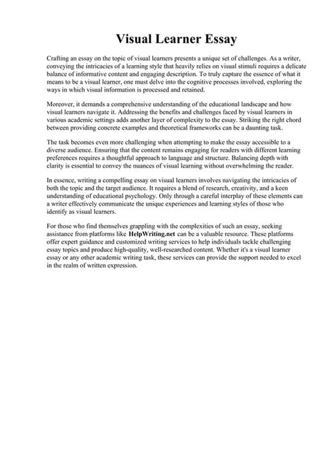 Visual Learner Essaypdf