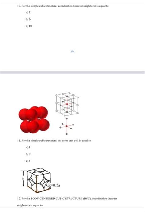 solved 10 for the simple cubic structure coordination