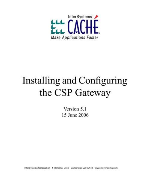 Installing And Configuring The Csp Gateway Intersystems