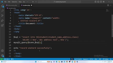 php connection with mysql database and how to insert records youtube