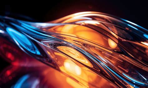 Colorful Glass Waves In Vibrant Blue And Orange Hues Create Dynamic Visual Effect Showcasing