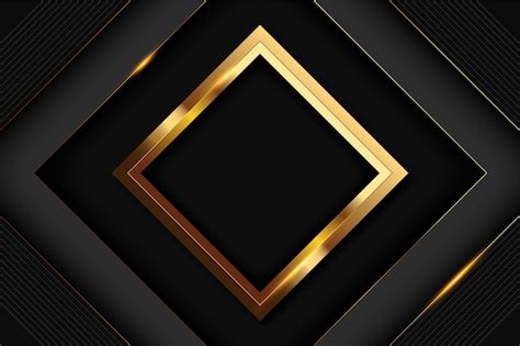 골든 프레임이 있는 그라데이션 검정색 배경 무료 벡터