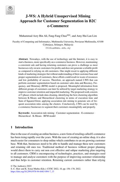 Pdf J Ws A Hybrid Unsupervised Mining Approach For Customer