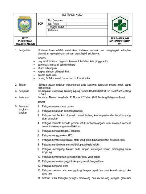 Sop Ekstraksi Kuku Oku Pdf