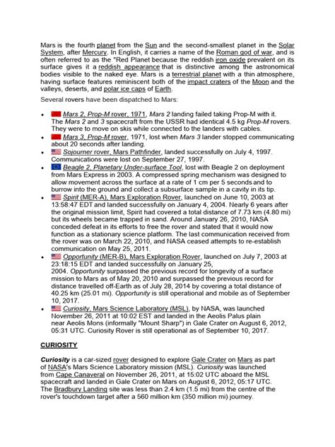 Mars Pdf Curiosity Rover Mars
