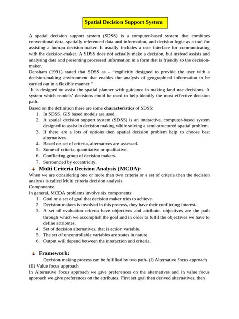 Spatial Decision Support System Pdf Decision Making Applied Mathematics