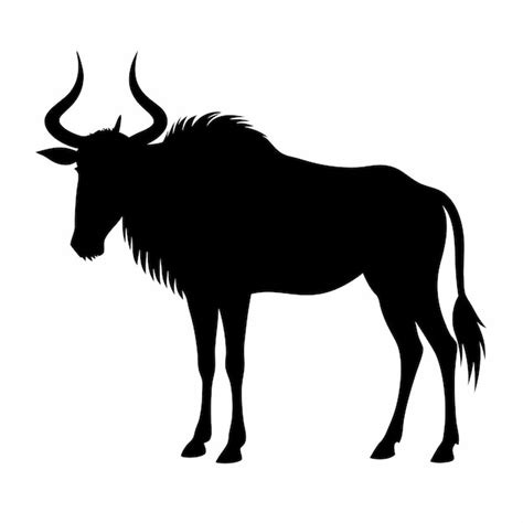 Standing A Wildebeest With A Long Horn Vector Art Illustration Isolated