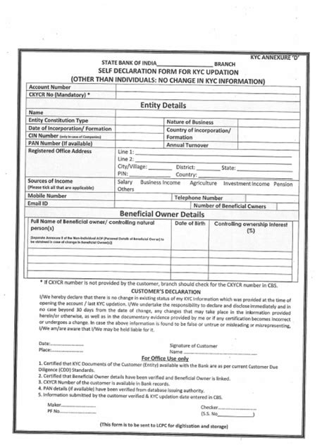 Self Declaration Form For Kyc Updation Pdf