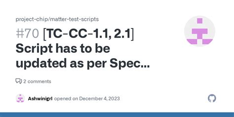 [tc Cc 1 1 2 1] Script Has To Be Updated As Per Spec And Test Plan · Issue 70 · Project Chip