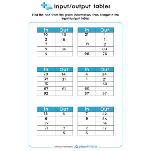 Worksheet Input Output Tables