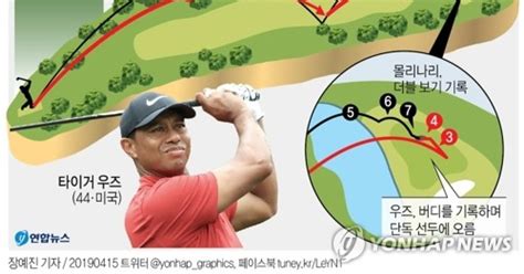 그래픽 타이거우즈 마스터스 우승 15번 홀 상황