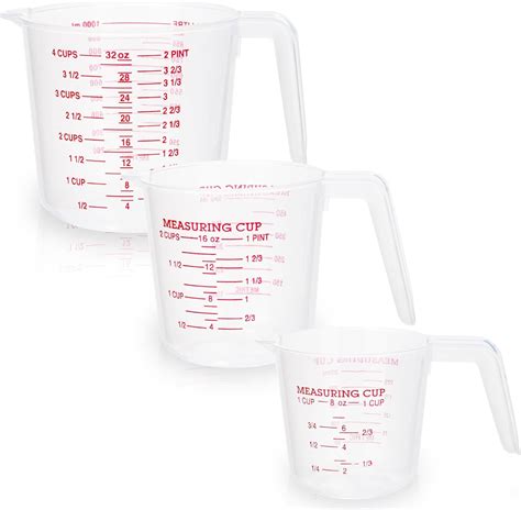 3pcs Plastic Measuring Jugs For Kitchen And Baking Bpa Free Measuring