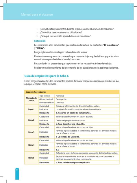 Rp Com2 K06 Manual De Corrección Ficha 6 Pdf Hipótesis Minotauro