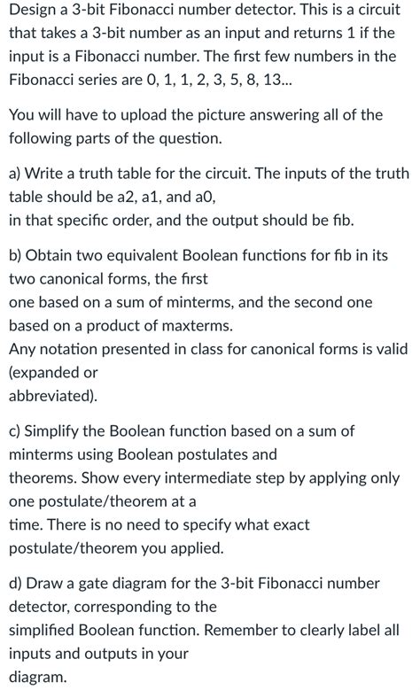 Solved Design A 3 Bit Fibonacci Number Detector This Is A