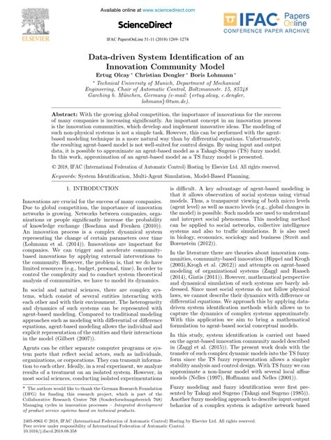 Pdf Data Driven System Identification Of An Innovation Community Model