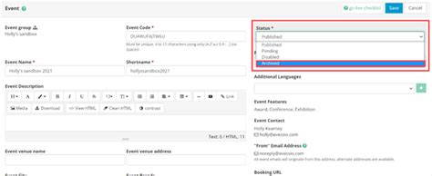 how to archive an event evessio knowledge base