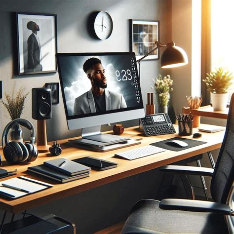 Comfortable And Ergonomic Desk Setup For Long Work Hours Premium Ai Generated Image