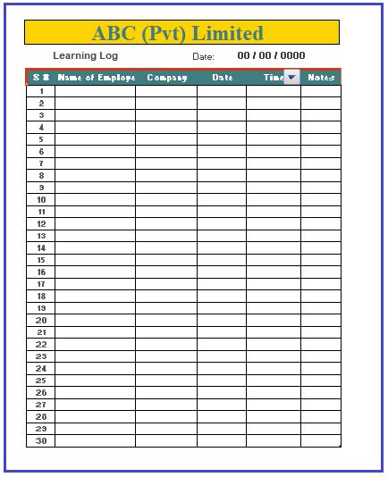Learning Log Templates Free Printable Word Excel Formats Learning Log Templates Learning