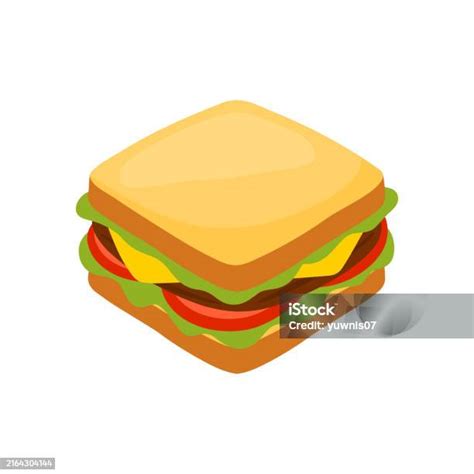 맛있는 샌드위치 플랫 귀여운 만화 아침 식사 음식 벡터 일러스트 레이 션 건강한 생활방식에 대한 스톡 벡터 아트 및 기타 이미지 건강한 생활방식 고기 곡초류 Istock