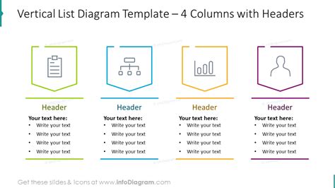 Vertical List Diagram For Four Columns With Headers