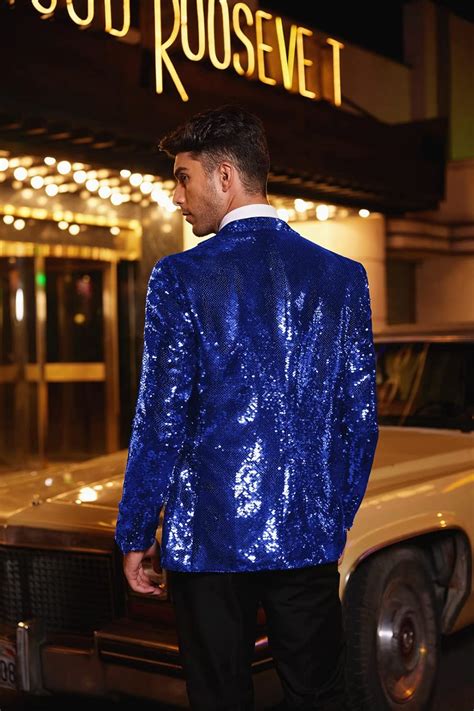 Buy Coofandy Mens Shiny Sequins Suit Jacket Blazer One Button Tuxedo