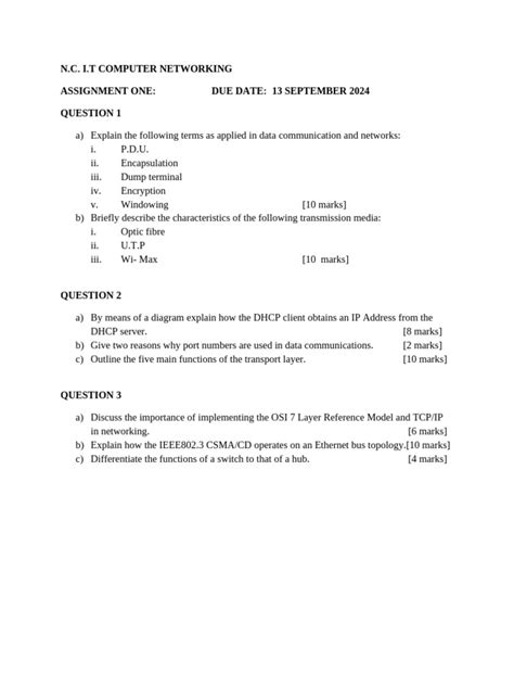Computer Networking Assignments Pdf