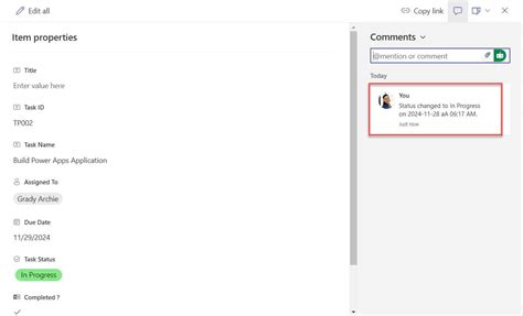 how to add comments to sharepoint list items using power automate