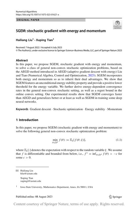 Sgem Stochastic Gradient With Energy And Momentum Request Pdf