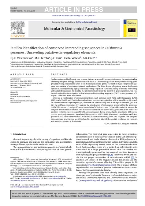 Pdf In Silico Identification Of Conserved Intercoding Sequences In Leishmania Genomes