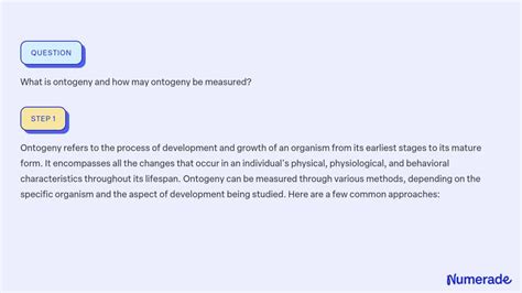 SOLVED What Is Ontogeny And How May Ontogeny Be Measured