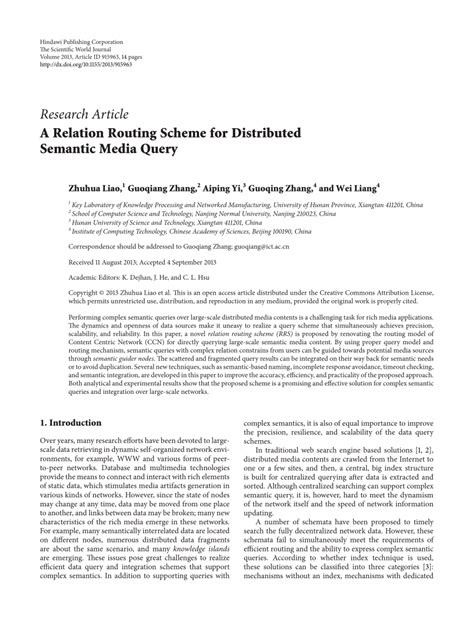 Pdf A Relation Routing Scheme For Distributed Semantic Media Query