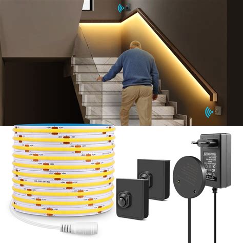 Cob Led Strip Light With Portable Pir Motion Sensor Switch Wireless Rf