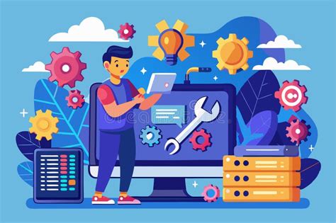 A Technician Analyzes And Repairs Computer Errors Using Modern Tools And Technology In A Digital