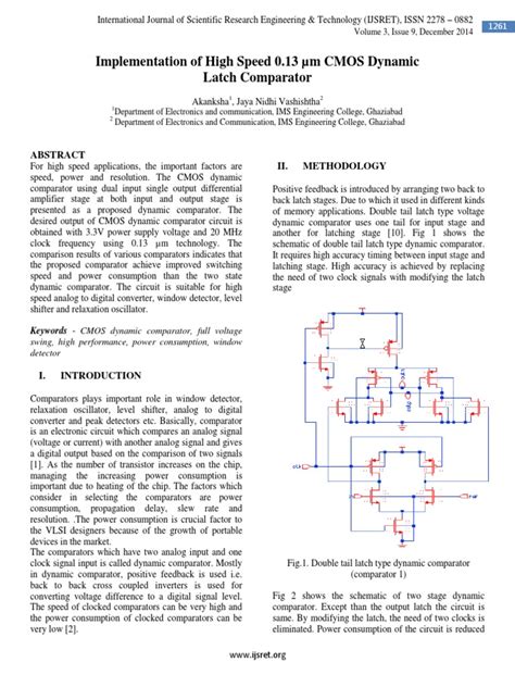 Implementation Of High Speed 013 M Cmos Dynamic Latch Comparator Pdf Electronic Design