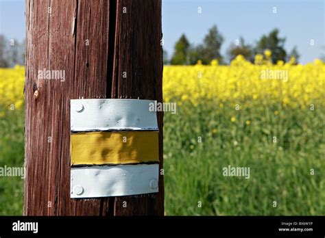 Tourist Signs Yellow Field Column Stock Photo Alamy