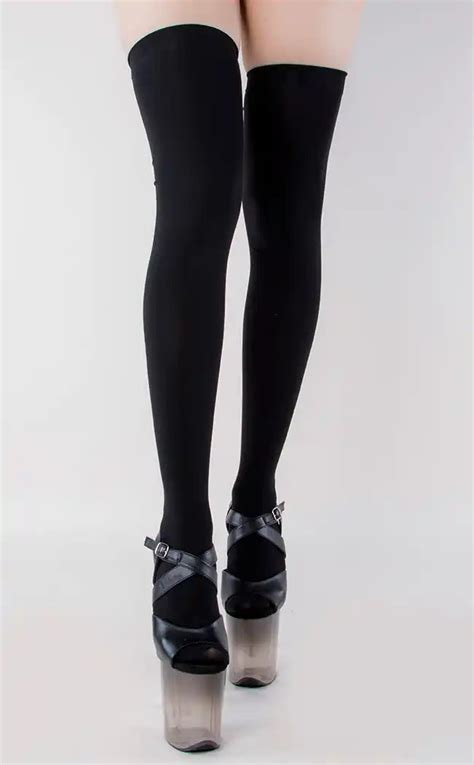 Back In Black Thigh High Stockings Gothic Alternative Hosiery