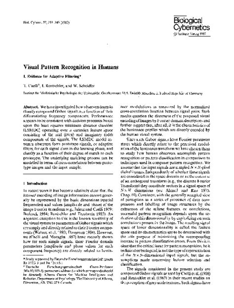 Pdf Visual Pattern Recognition In Humans