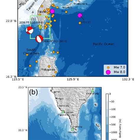 Bathymetry Maps Of Nested Computational Domains Of A Grid 1 And B