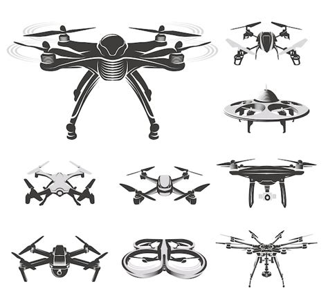 Premium Vector Isolated Quadcopter Rc Drone Collection Fpv Device Illustration
